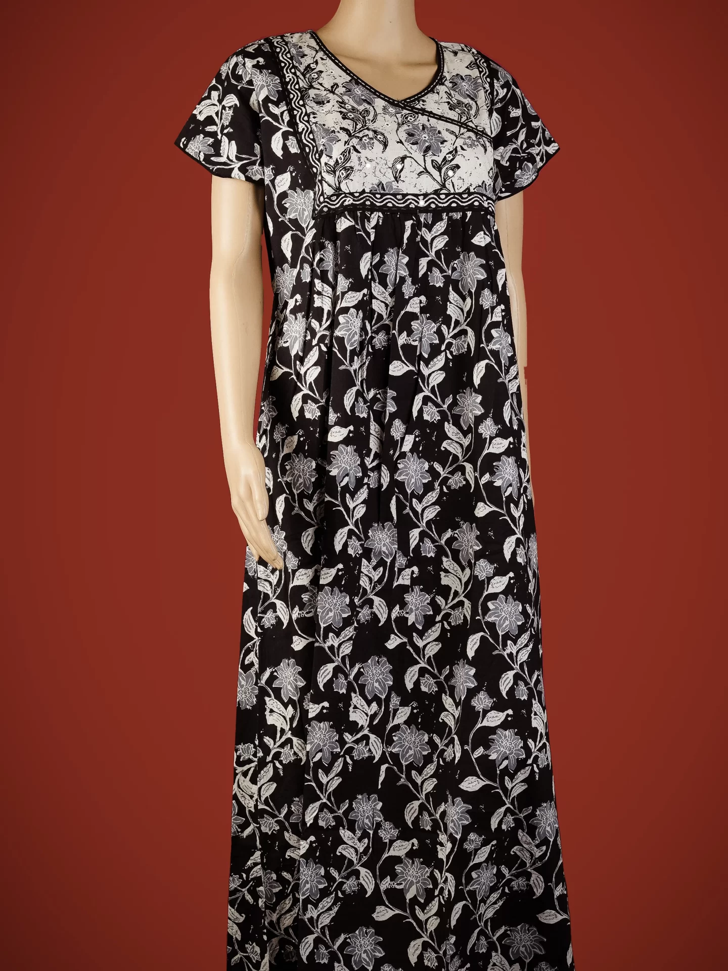 Black on White House Coat - Vahini Creations